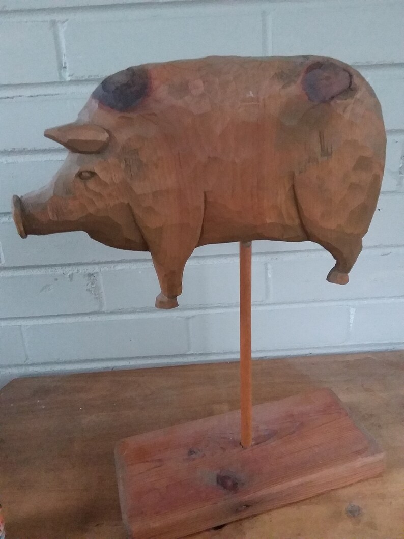 Vintage Hnadcrafted Carved Rustic Wood Pig Figurine - Etsy