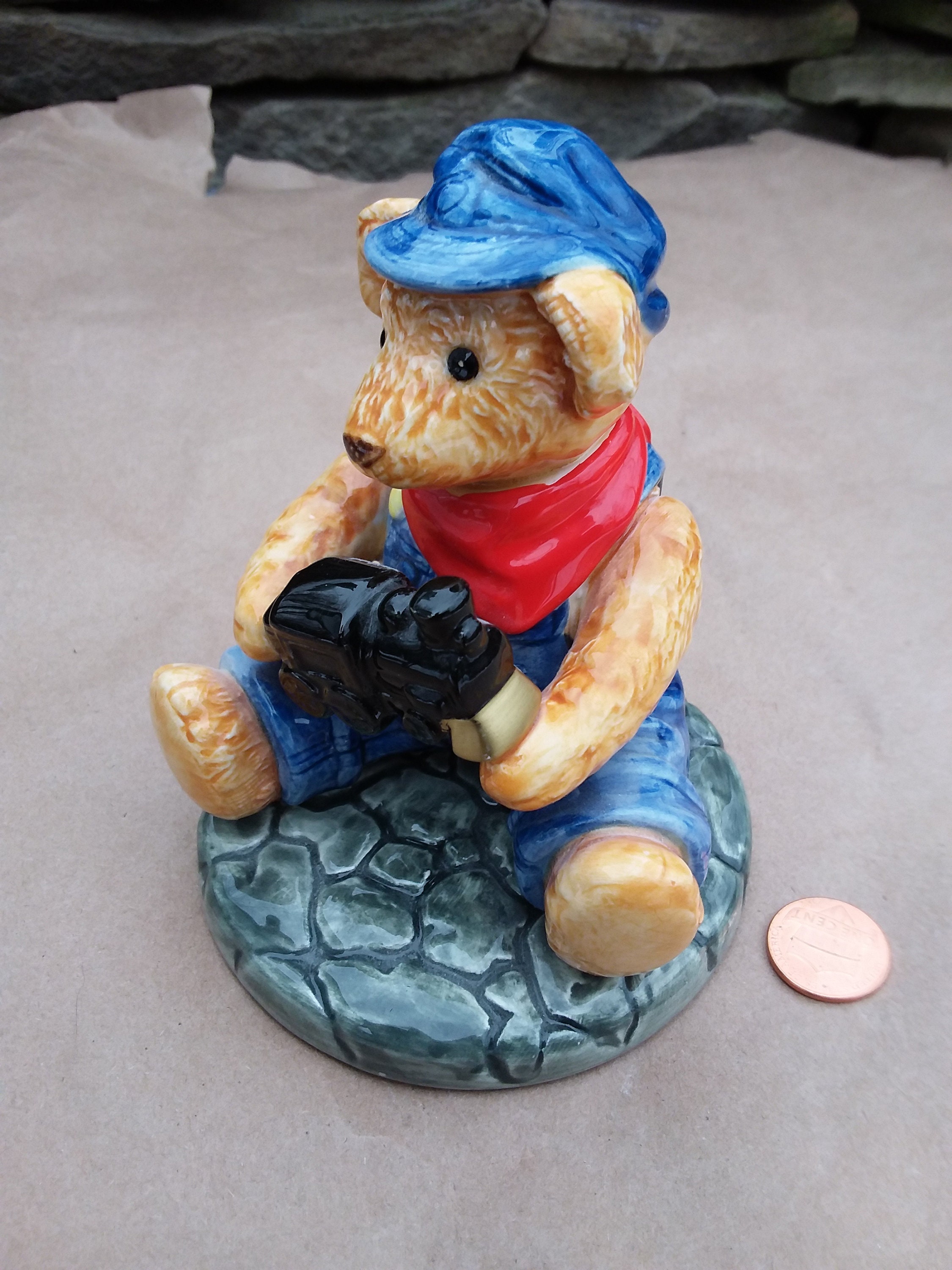 Vintage Bialosky Porcelain Teddy Bear Engineer With Toy - Etsy