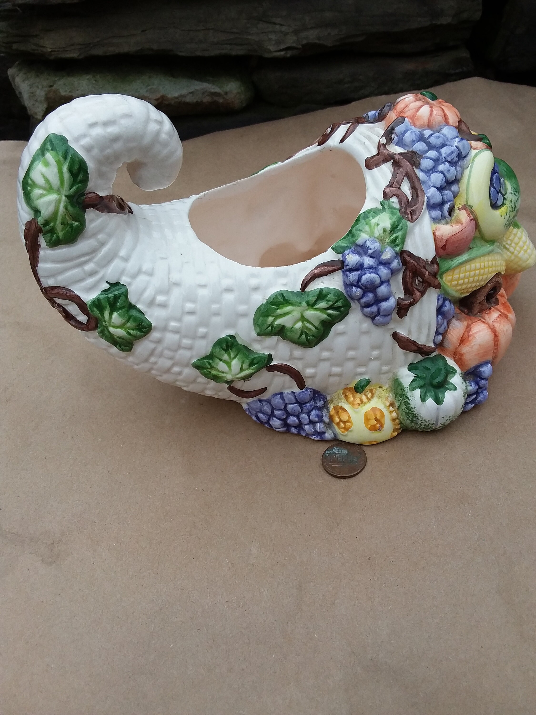 Vintage Fruit & Vine Cornucopia Planter Ceramic by New Holland - Etsy
