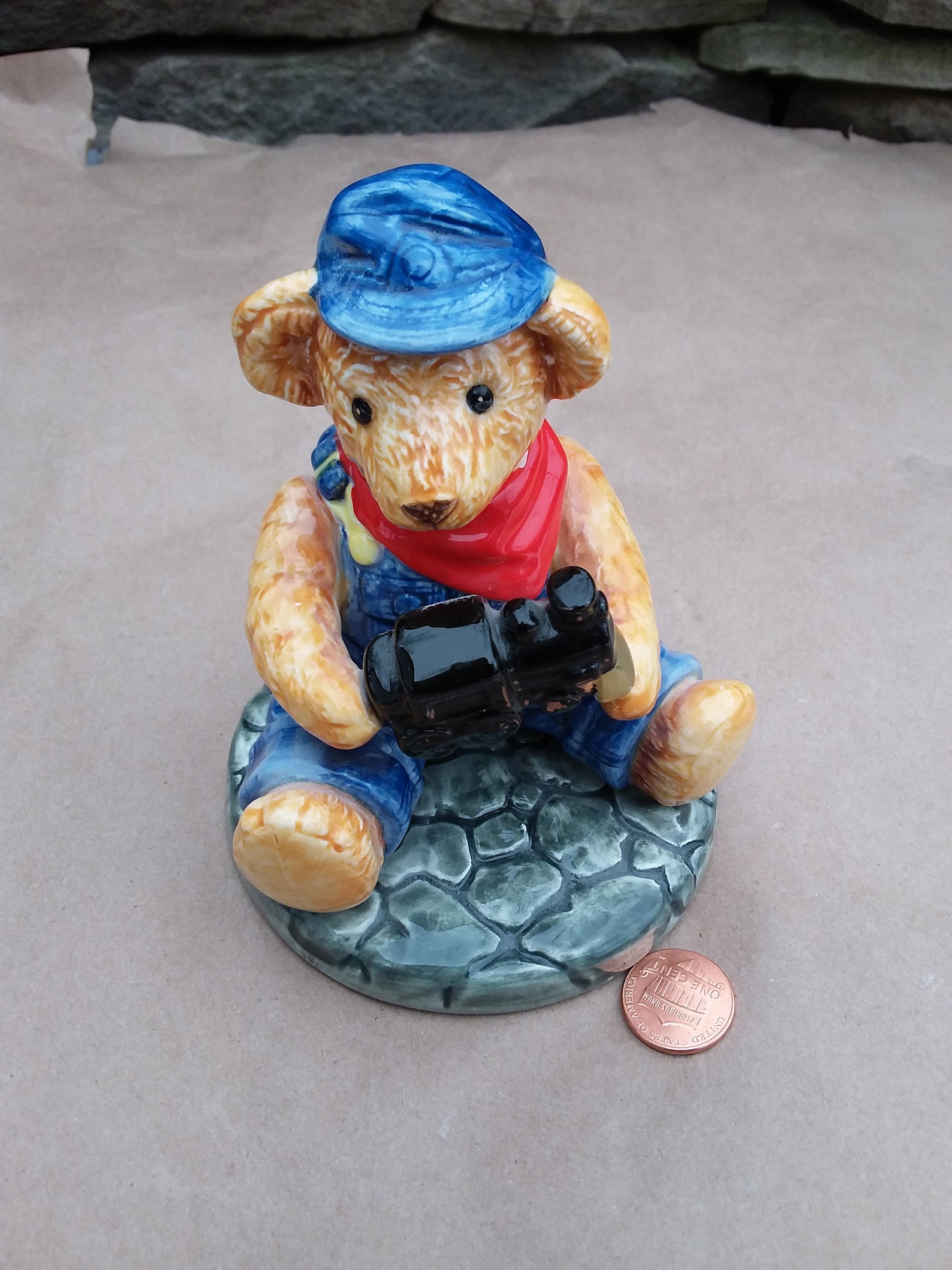 Vintage Bialosky Porcelain Teddy Bear Engineer With Toy | Etsy