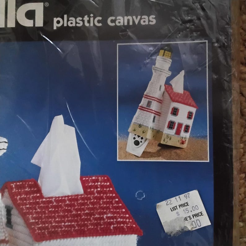 Vintage Lighthouse Plastic Canvas Kit: Tissue Box & Air Freshener Cover ...