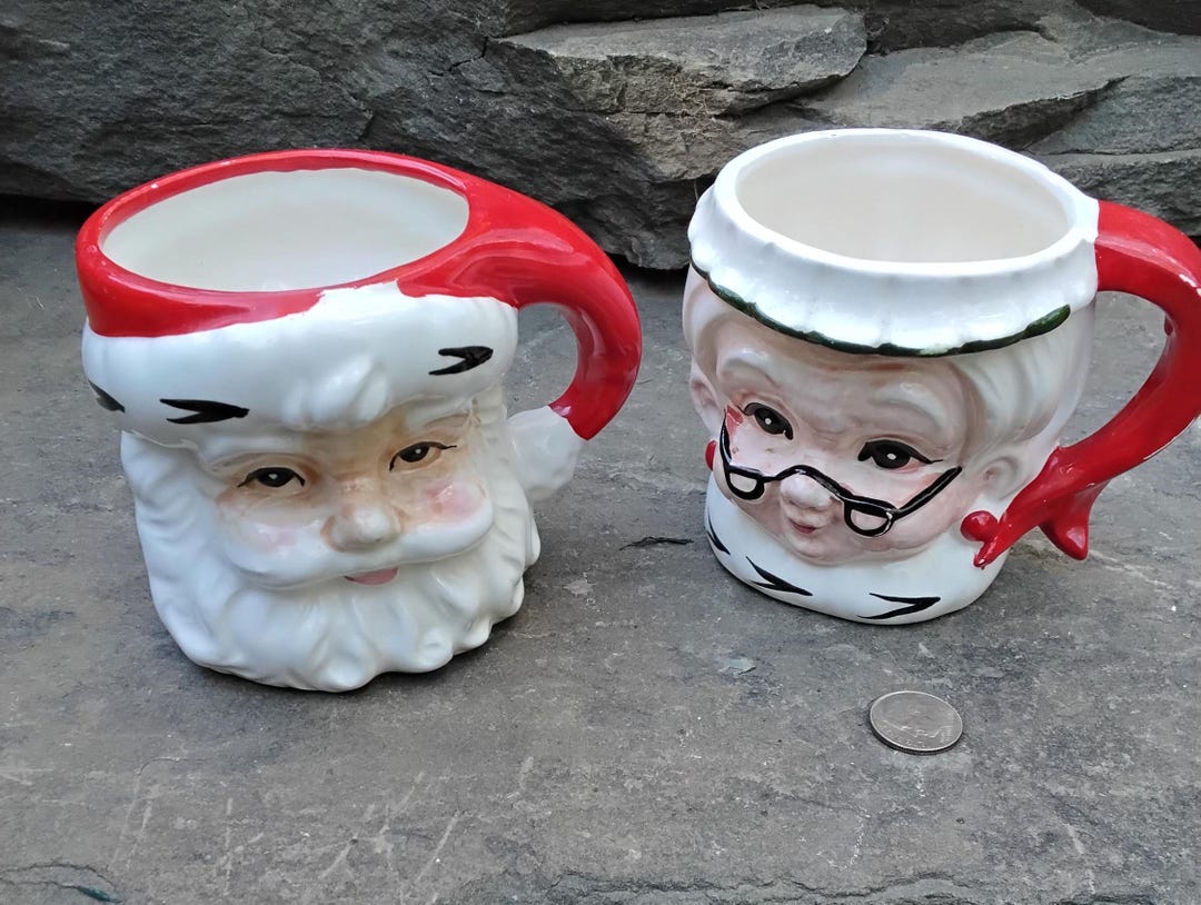 Vintage Lefton Mr. & Mrs. Santa Claus Mugs, Japan - Etsy