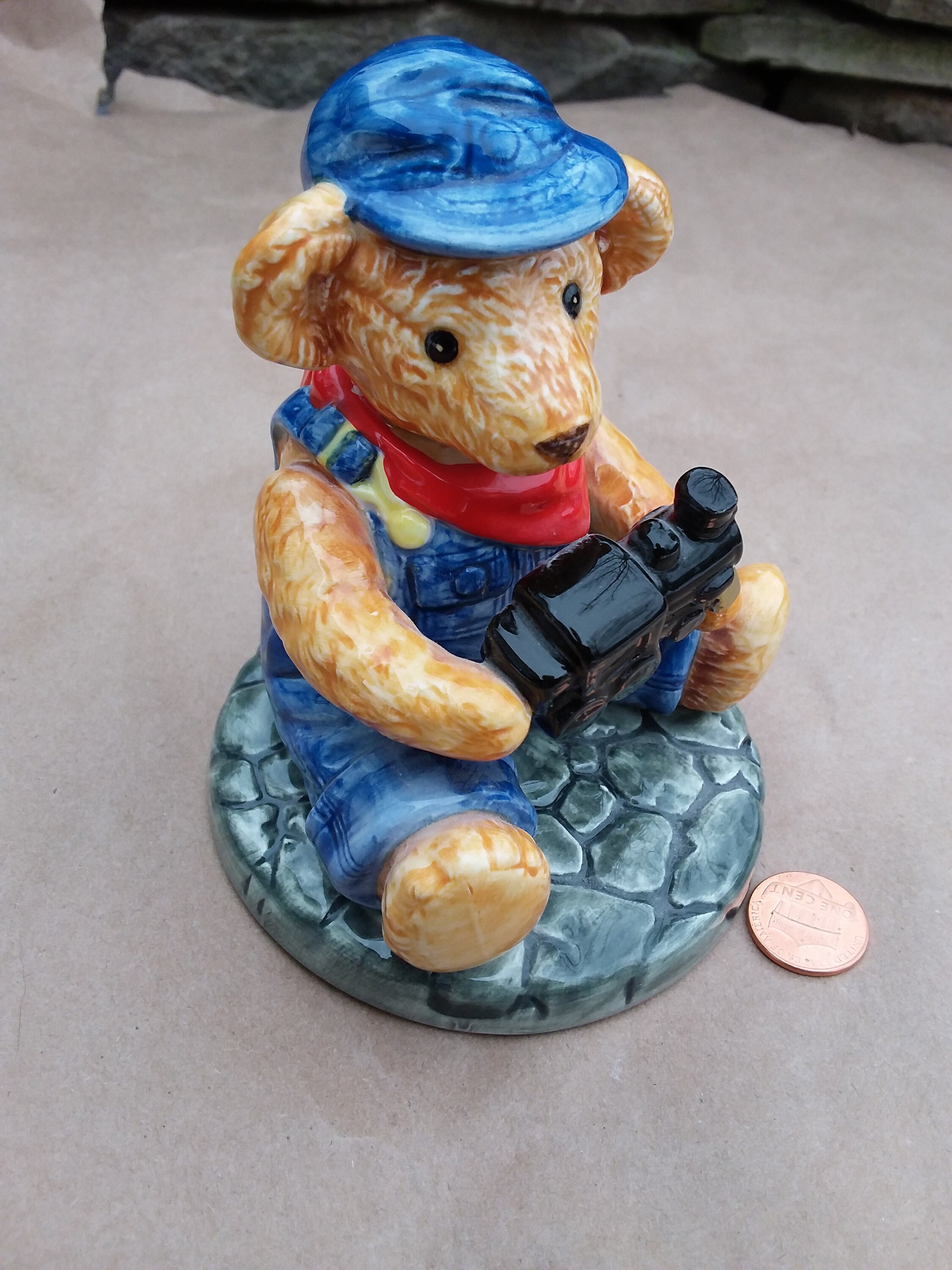 Vintage Bialosky Porcelain Teddy Bear Engineer With Toy - Etsy