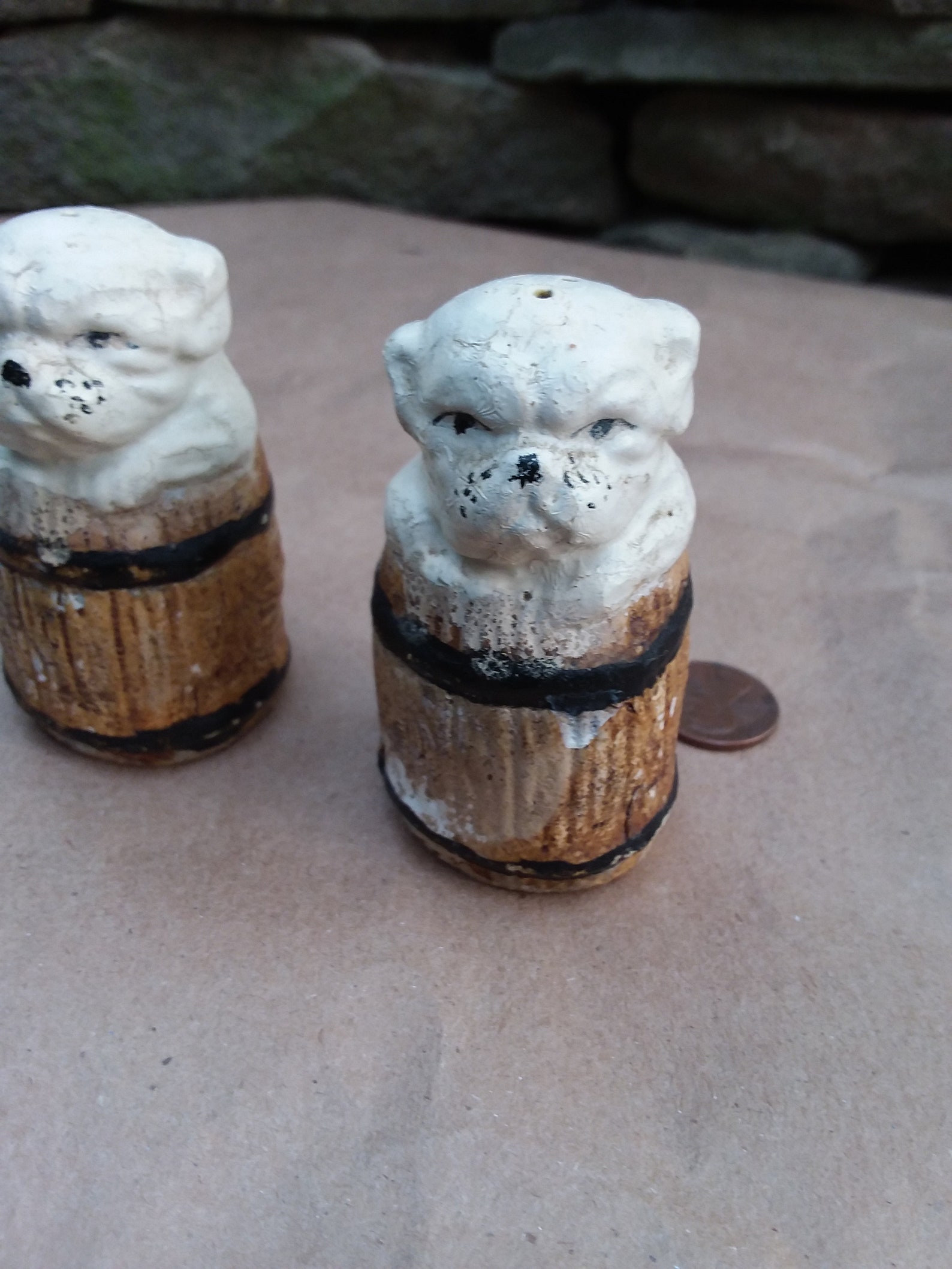 Vintage Chalkware Bulldog Salt & Pepper Shakers - Etsy
