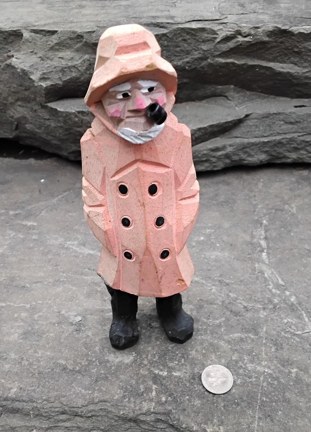 Vintage Carved Wood Weathered Sailor or Sea Captain With Pipe, 7" - Etsy