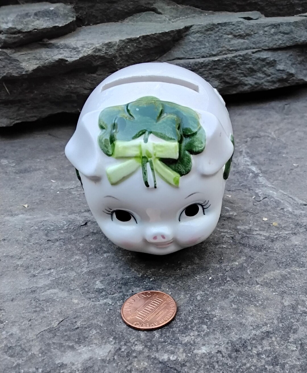 Vintage Ceramic Irish Shamrock Pig Coin Bank, 1960s - Etsy