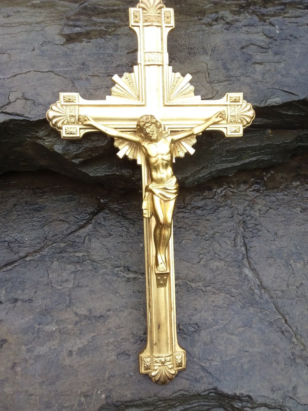 Vintage Gold Gilt Crucifix Jennings Brothers, 1935, Wall Mount Crucifix ...