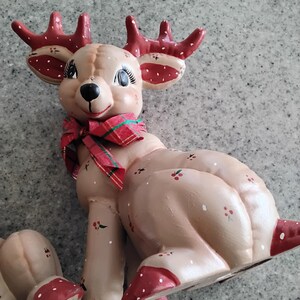 Vintage Set of 2 Ceramic Sitting Quilted Reindeer From Kimple Mold, Hand Painted, 1980s - Etsy