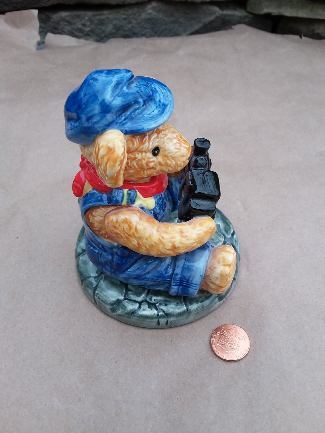 Vintage Bialosky Porcelain Teddy Bear Engineer With Toy - Etsy