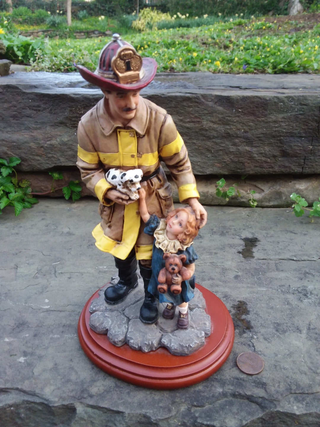 Vintage Red Hats of Courage Firefighter Safe & Sound Figurine, Vanmark ...