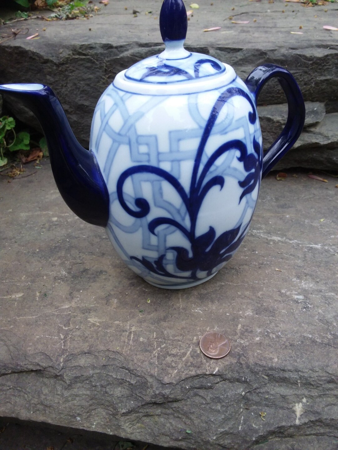 Vintage Bombay Co Blue White Floral Screen Two Cup Teapot, 1980s - Etsy