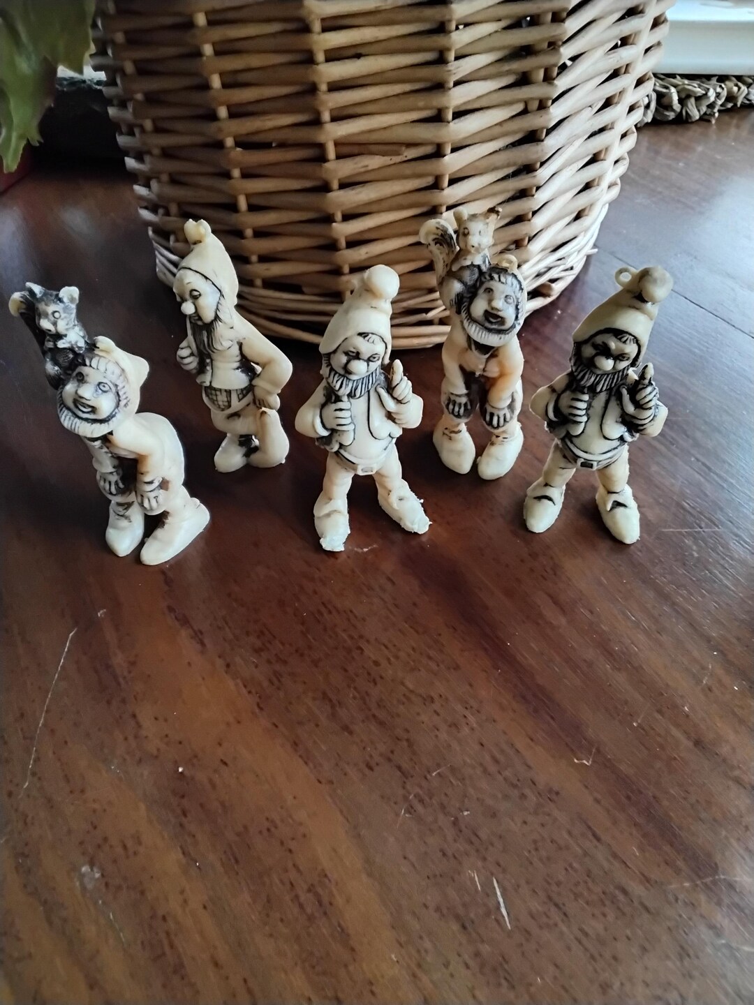 Vintage Hard Plastic Pixie Elves, Sprites Figurines, Ornaments, Hong ...