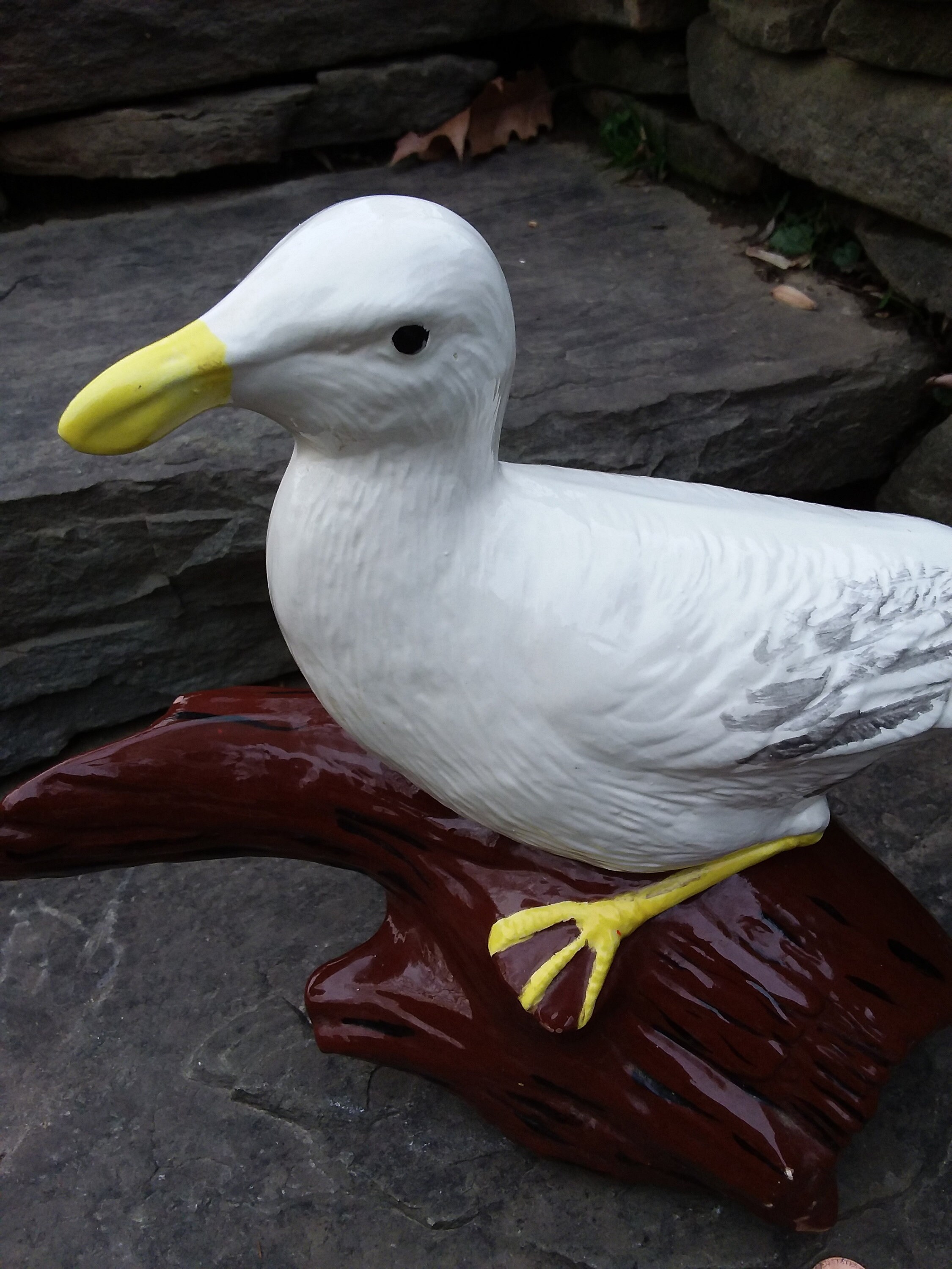 Vintage Large Ceramic Seagull on Driftwood Figurine Seagull | Etsy