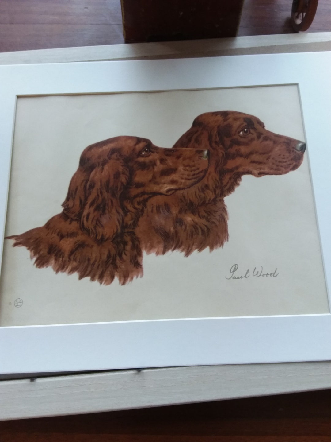 Vintage Irish Setter Art Print Lithograph by Paul Wood, Framed Under ...