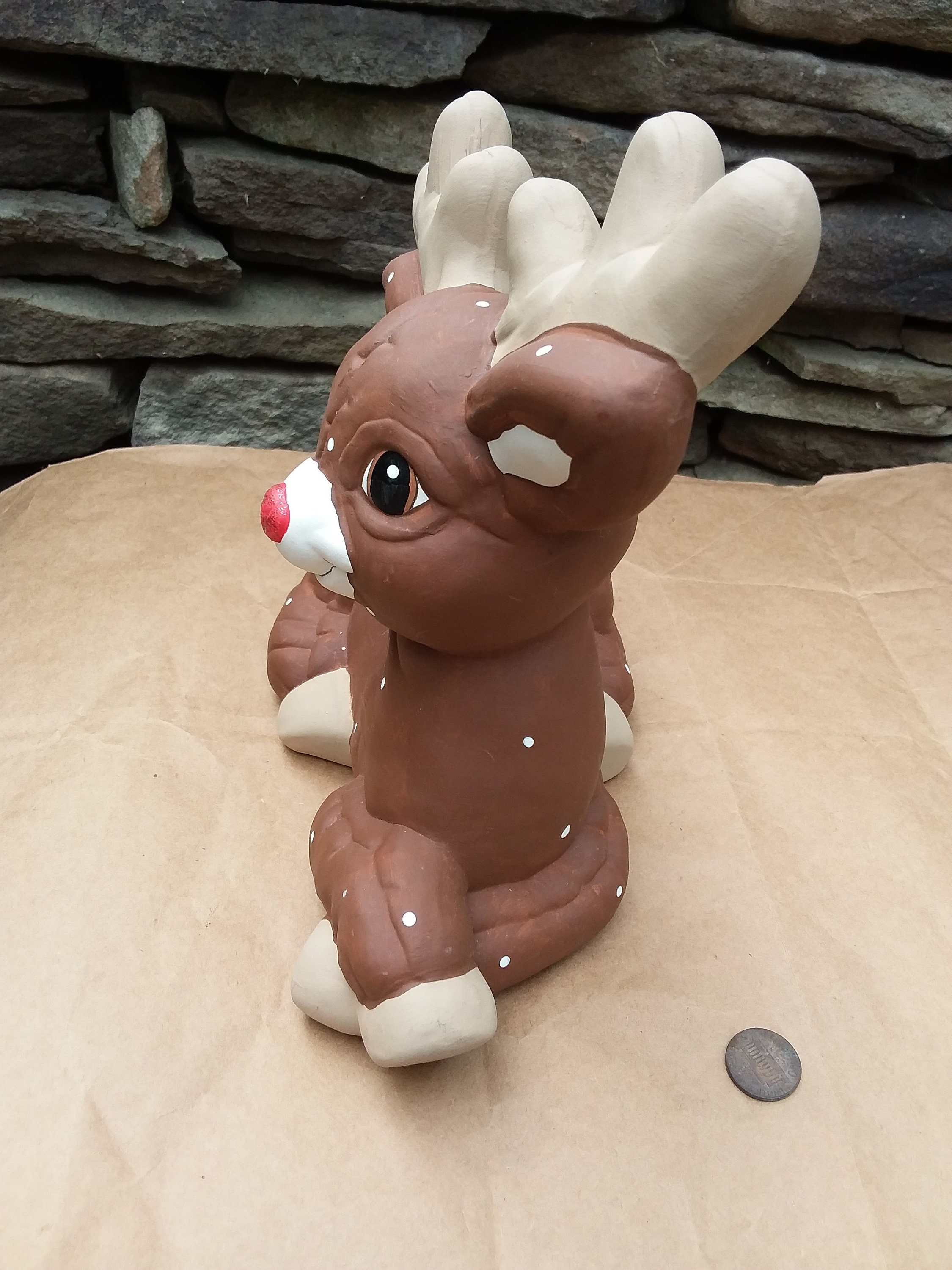 Vintage Ceramic Large Rudolph the Red-nosed Reindeer, Reindeer From ...