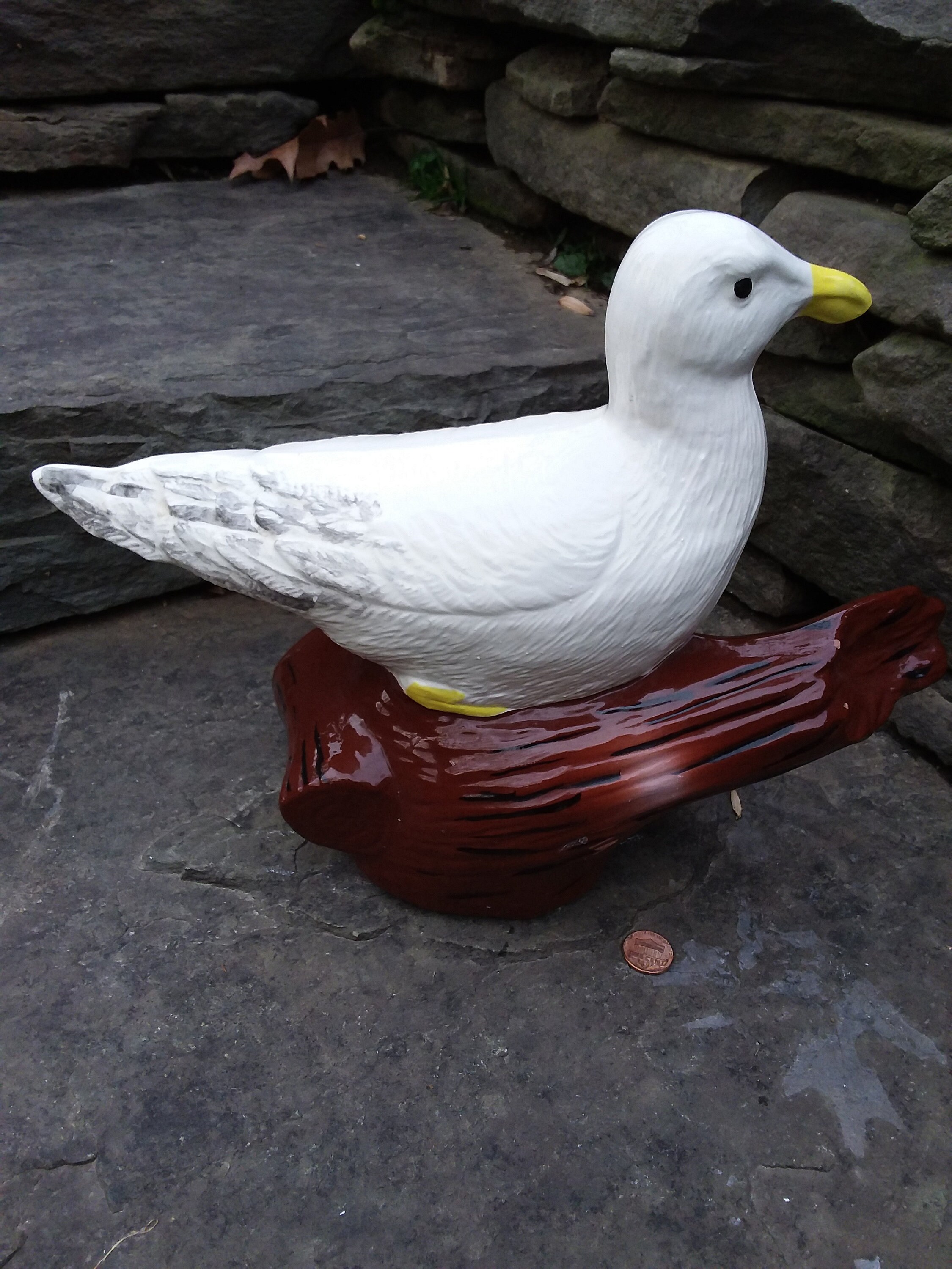 Vintage Large Ceramic Seagull on Driftwood Figurine Seagull | Etsy