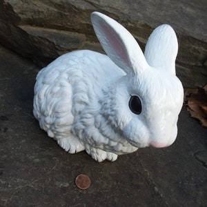 Vintage Large Ceramic White Bunny Rabbit With Pink Nose and Ears From ...