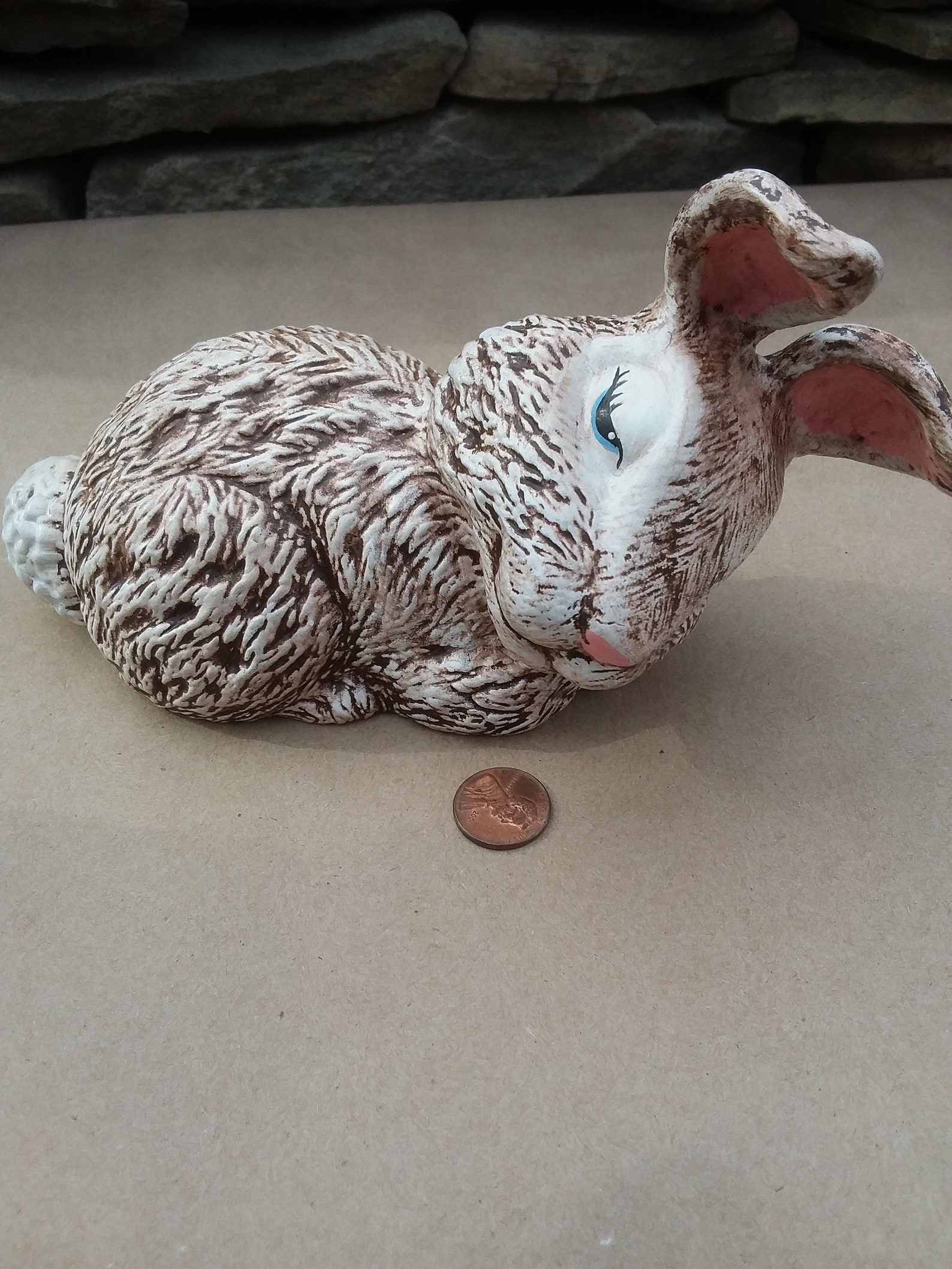 Vintage Sleeping Ceramic Brown Bunny Rabbit Figurine From - Etsy