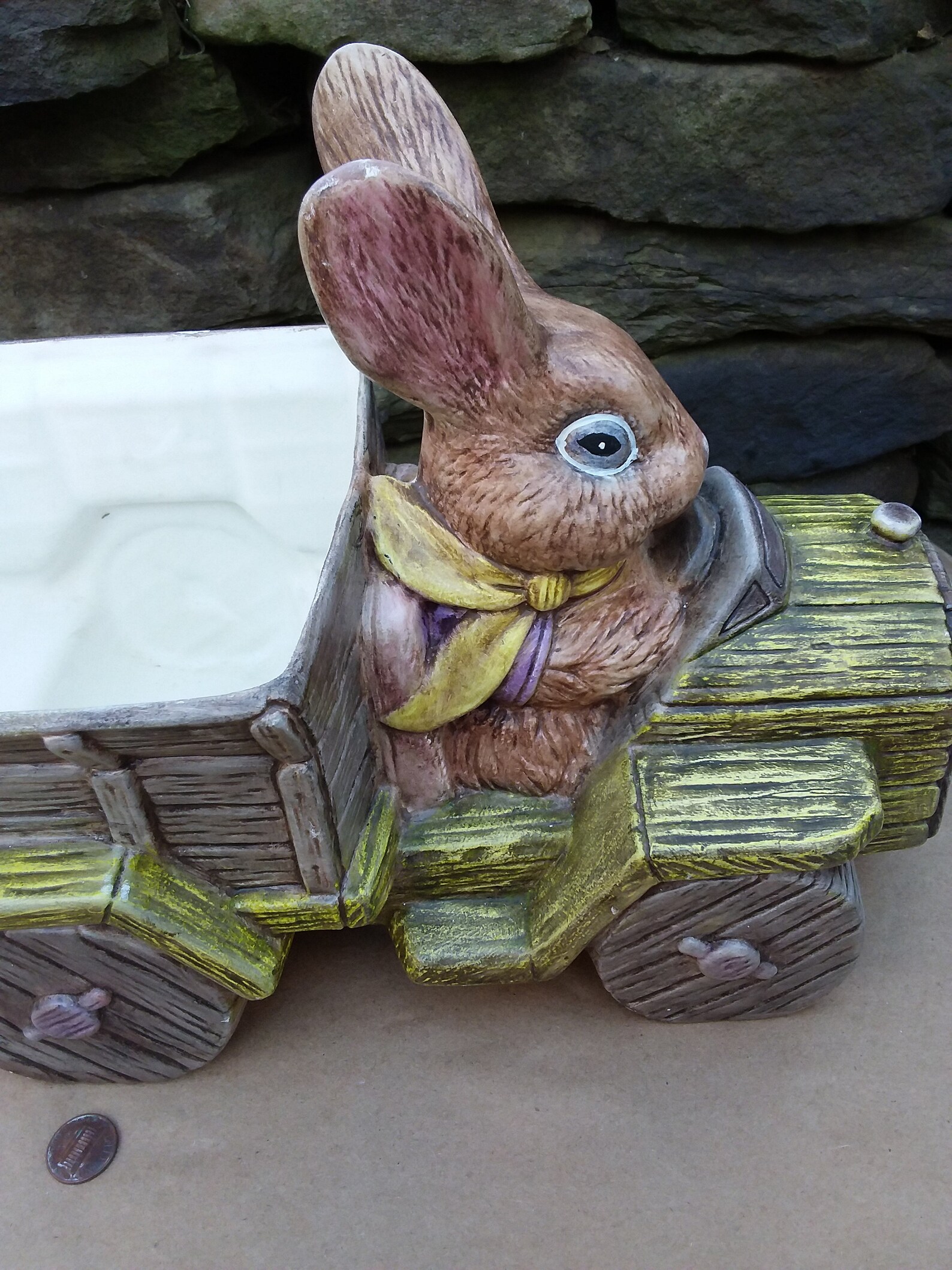 Vintage Large Ceramic Bunny Rabbit Driving Truck Candy Dish | Etsy