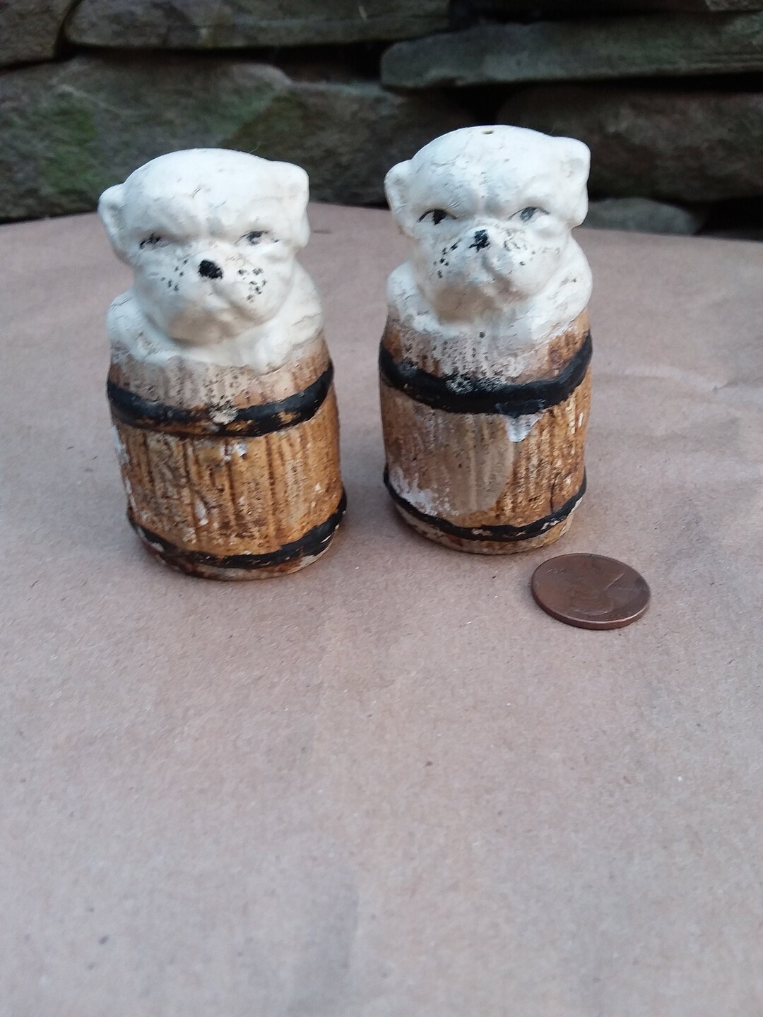 Vintage Chalkware Bulldog Salt & Pepper Shakers - Etsy