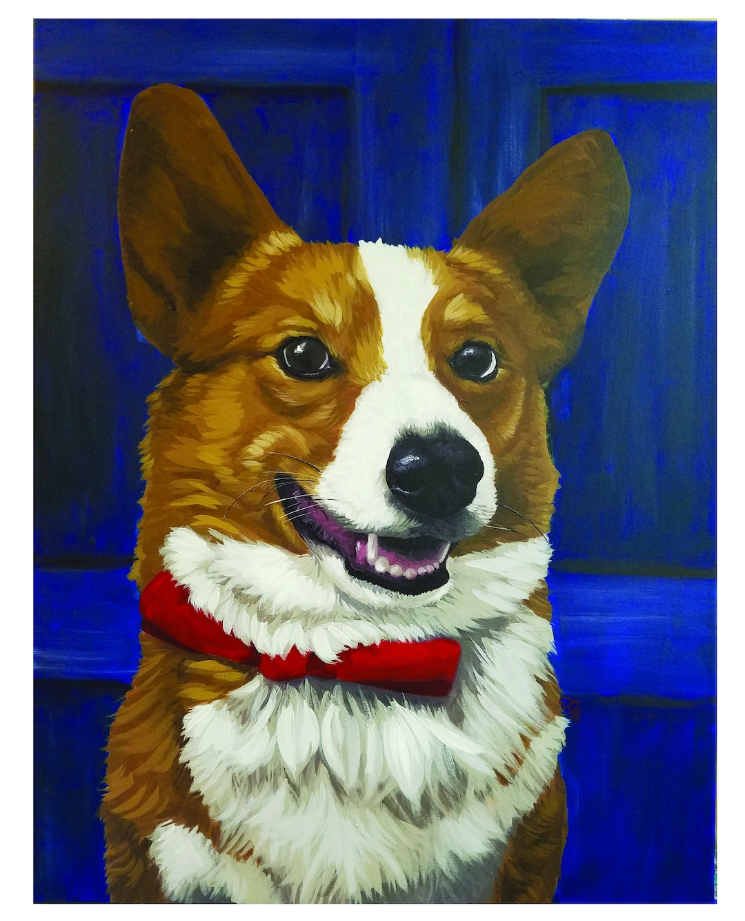Custom Dog Portrait Acrylic Painting With Solid Color Background - Etsy