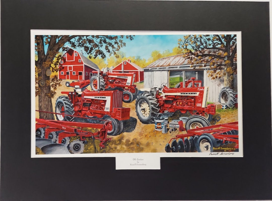 Matted 18 X 24 Farm Tractor Art Print by Russell Sonnenberg 806, 1206 ...