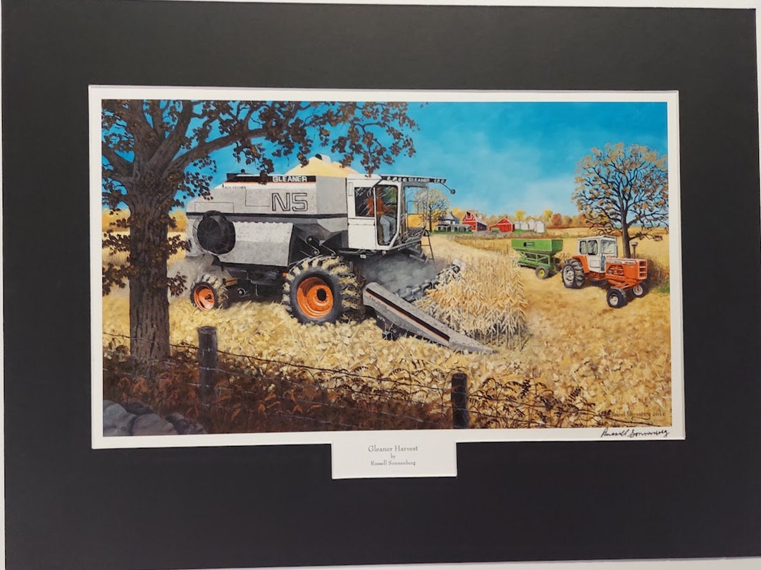Tractor Combine Art Matted 18 X 24 Gleaner N5 Combine 190 Allis ...