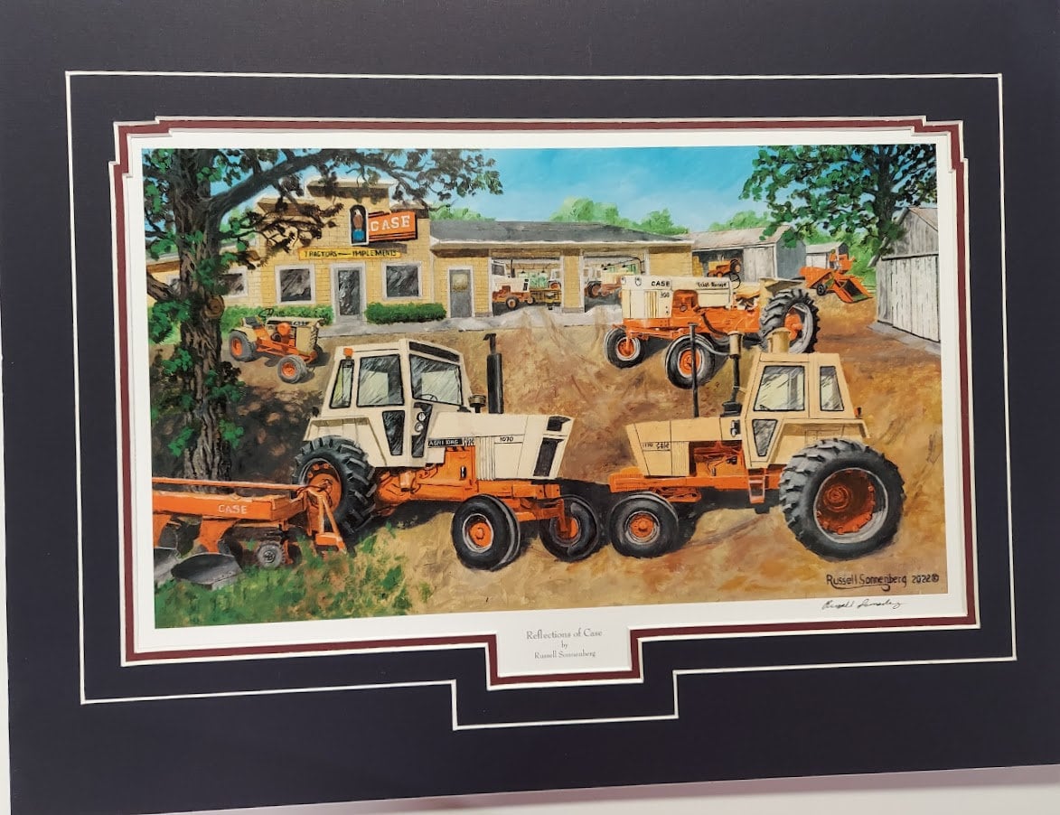 Matted Case Tractor Art Print by Russell Sonnenberg Titled Reflections ...