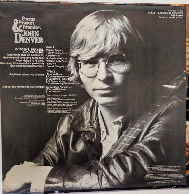 Vintage 1971 Vinyl Record Album by John Denver Titled Poems, Prayers ...