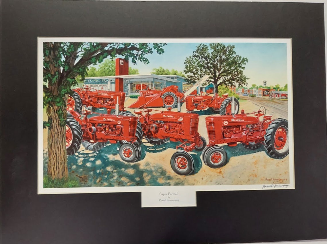 Matted 18 X 24 Farmall Tractor Art Print by Russell Sonnenberg Titled ...
