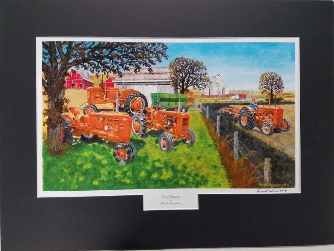 Matted Case Tractor Art Print Farming by Russell Sonnenberg Titled Case ...