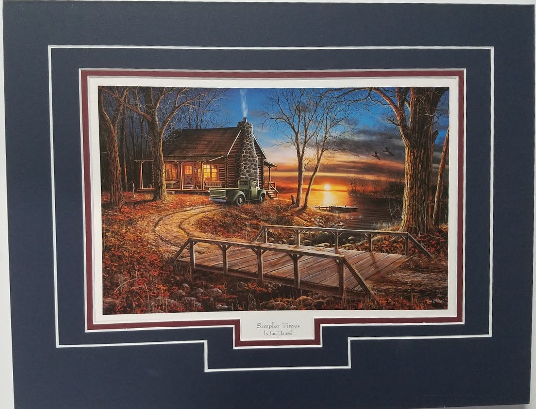 Matted 14 X 18 Cabin Country Lake Art Print by Jim Hansel Titled ...