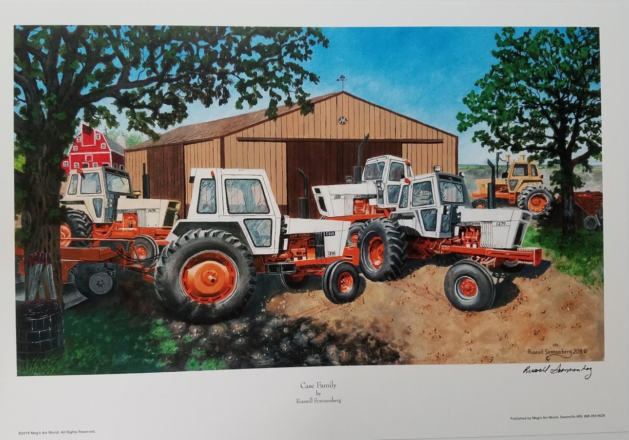 Case Tractor Art Print With 1270, 1370, 1070, 1570 Tractors by Russell ...