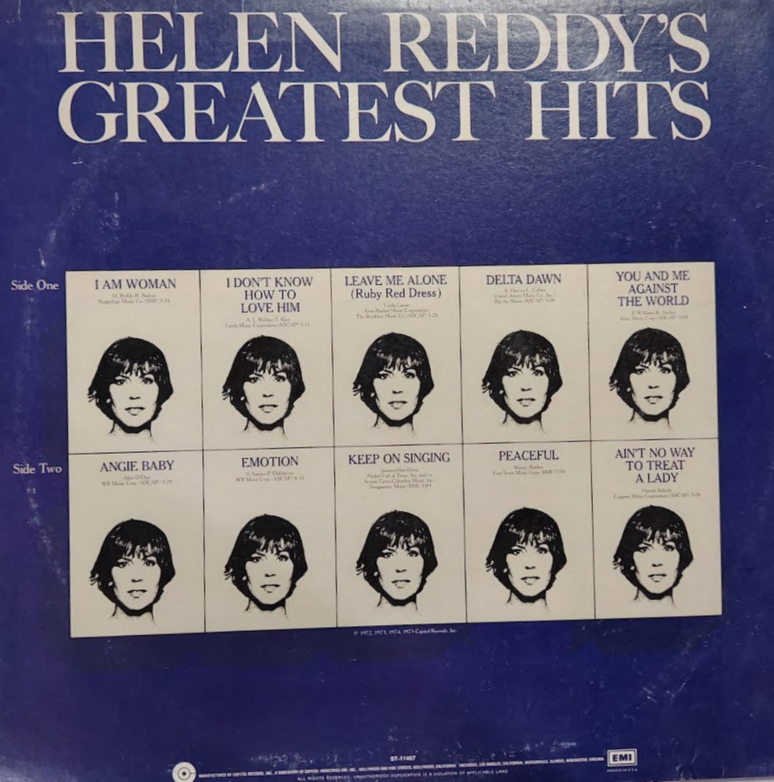 Vintage 1975 Vinyl Record Album by Helen Reddy Titled Helen Reddy's ...