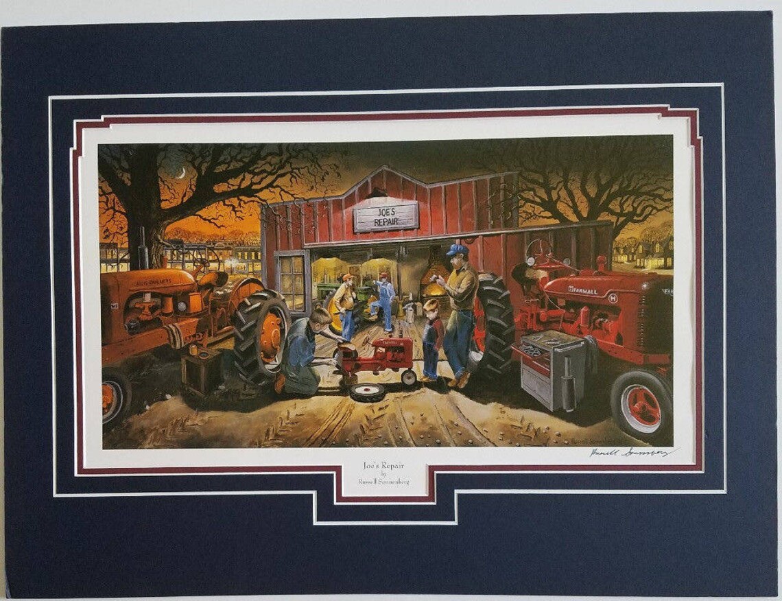 Tractor Art Double Matted Farmall H WD 45 Allis Chalmers by Russell ...
