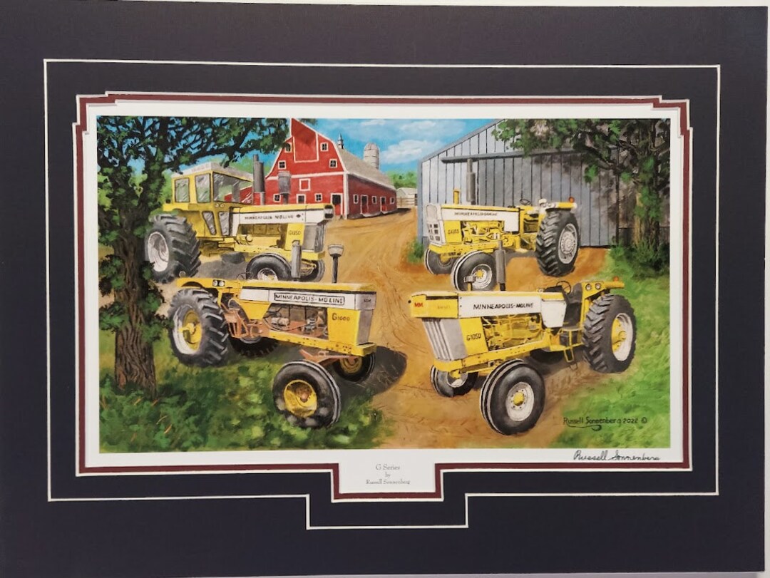 Double Matted 18 X 24 Minneapolis Moline Tractor Art Print Titled G ...