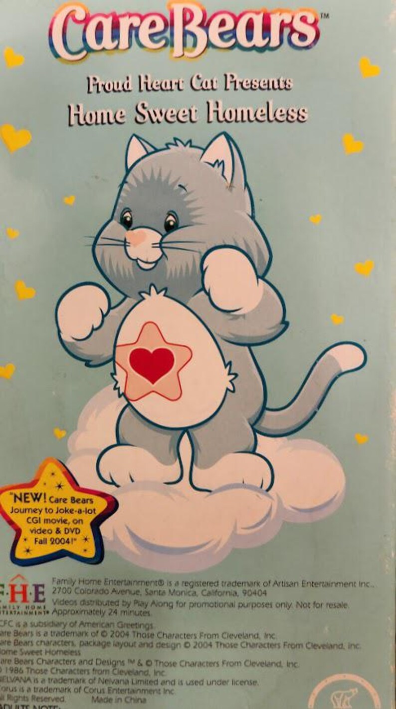 VHS 2004 Vintage Movie Titled Care Bears Proud Heart Cat Presents Home ...