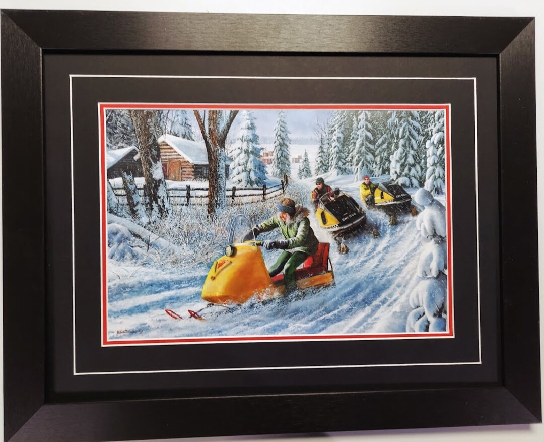 Framed 21 X 27 in Black & Matted Snowmobile Art Print by Kevin Daniels ...