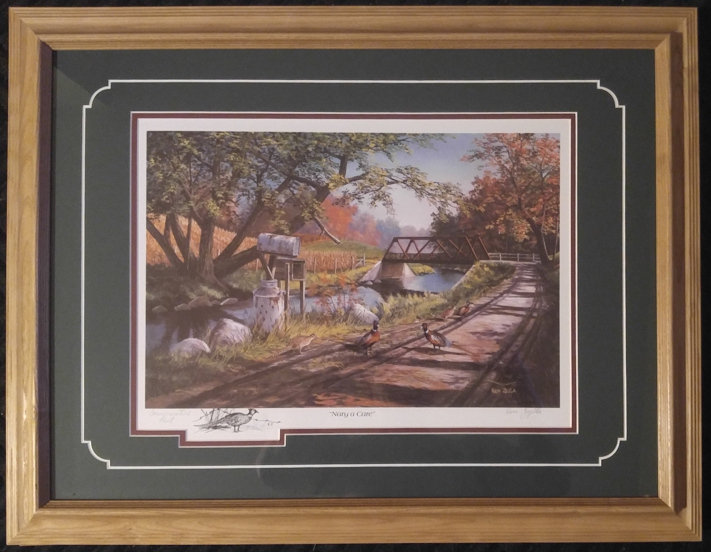 Framed 21 X 28 Art Print Double Matted in Green by Ken Zylla Titled ...