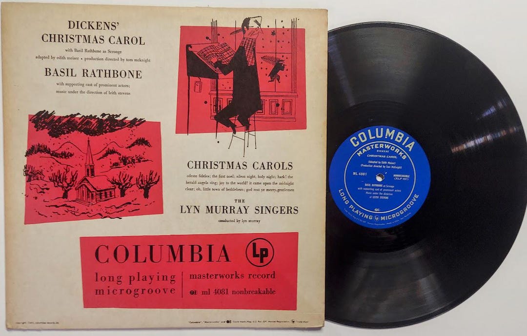 Vintage Vinyl Record Album by Basil Rathbone Titled A Christmas Carol ...