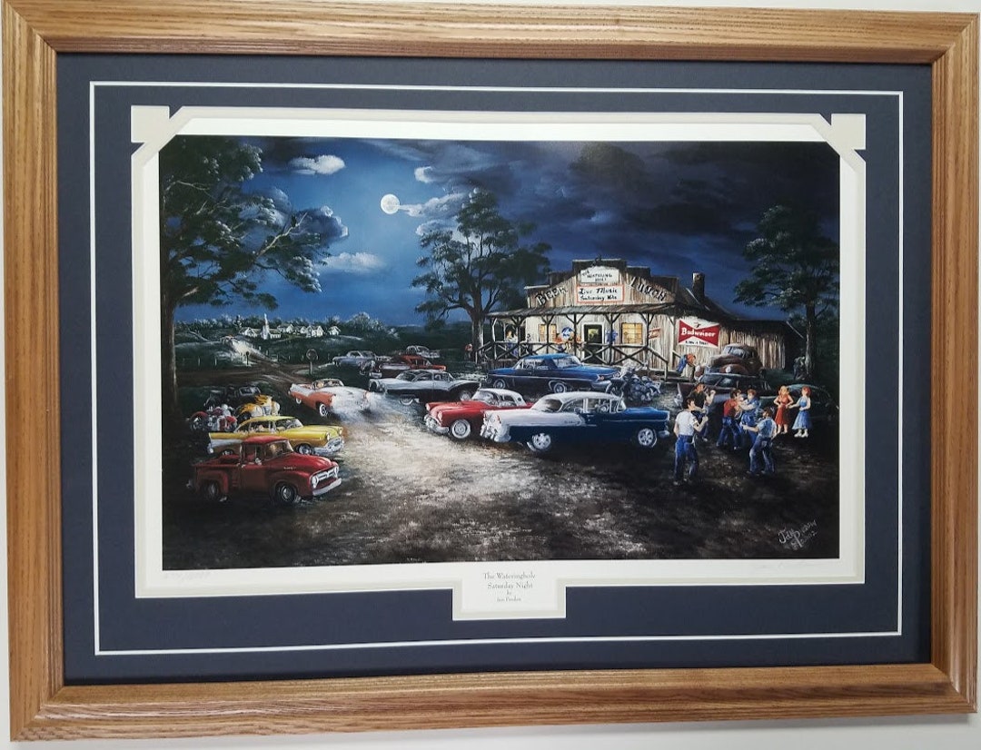 Framed Old 50s Car Art Print Nostalgia by Jan Perdew Titled 25 X 31 the ...