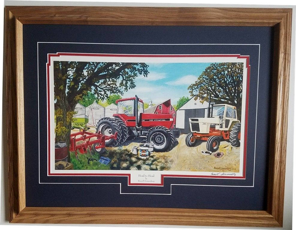 Framed 21 X 27 Case 1370 International 7140 Tractor Farm Art Pring by ...