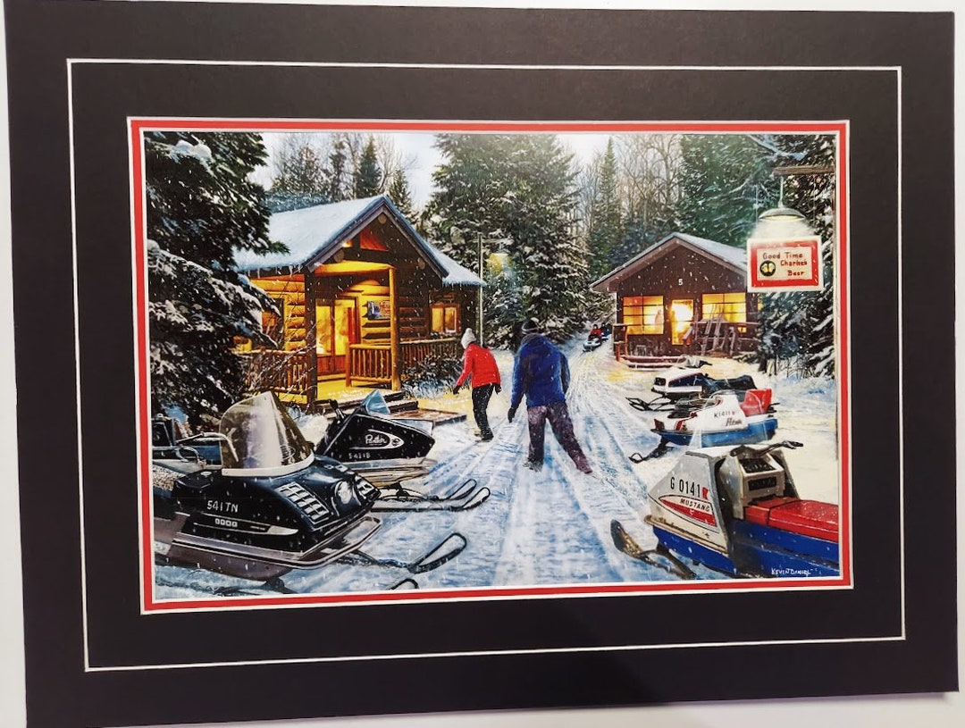 Matted 18 X 24 Snowmobile Art Print by Kevin Daniels Titled Full House ...