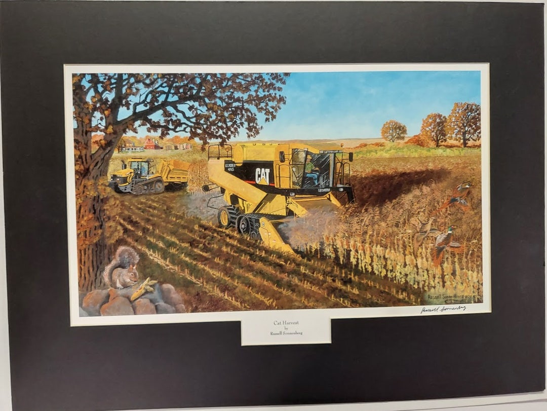 Matted 18 X 24 Caterpillar Combine Lexicon 485 Tractor Art Print by ...