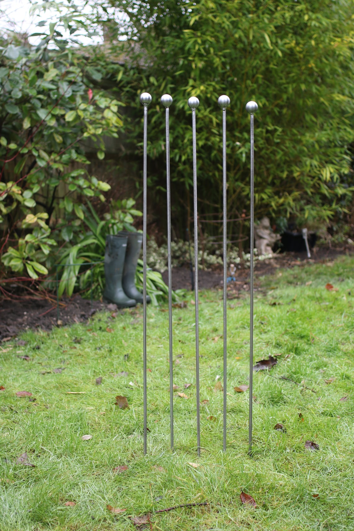 5 X Solid Steel Ball Topped Garden Stake / Support | Etsy UK