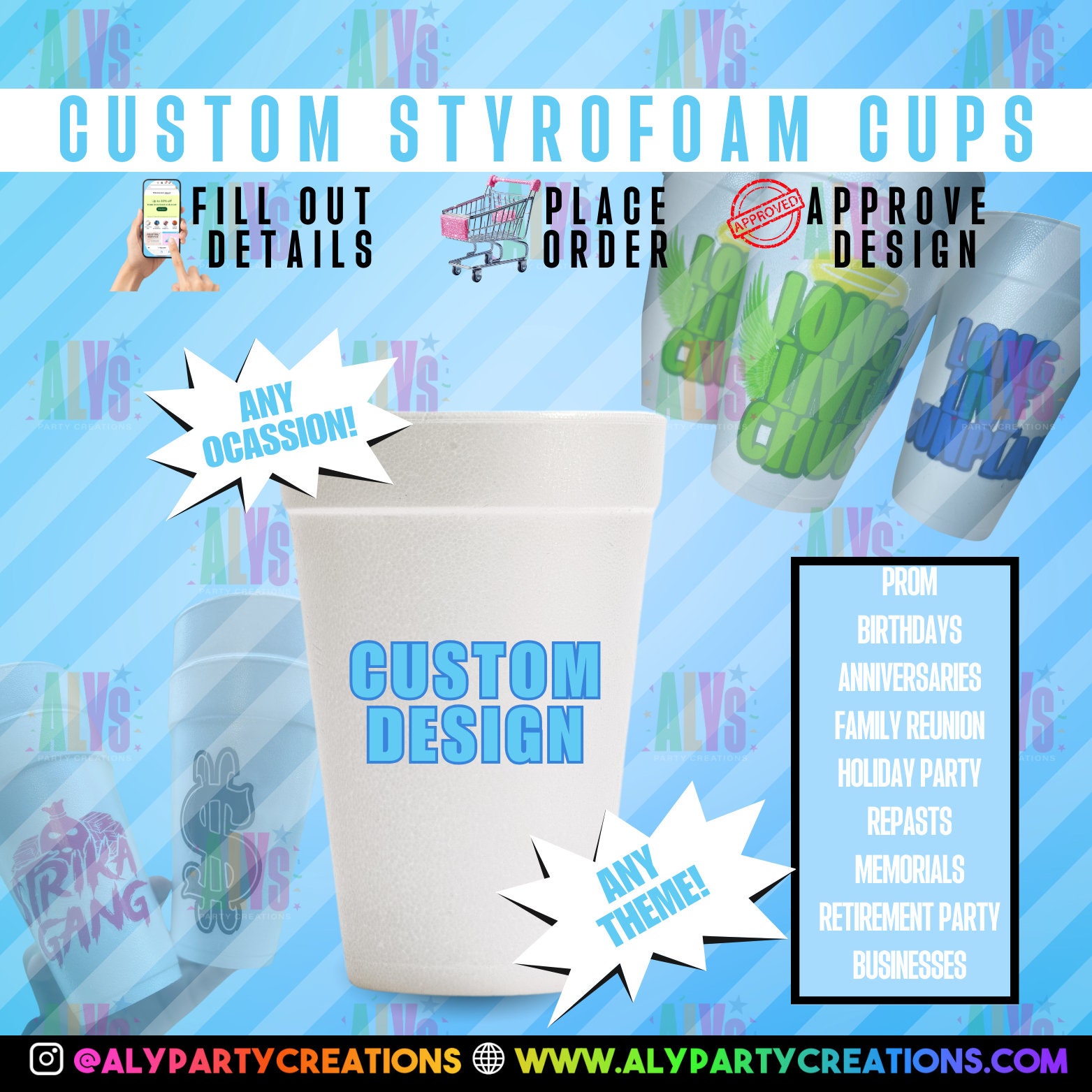 Custom Styrofoam Cups/ Clear Cups - Etsy