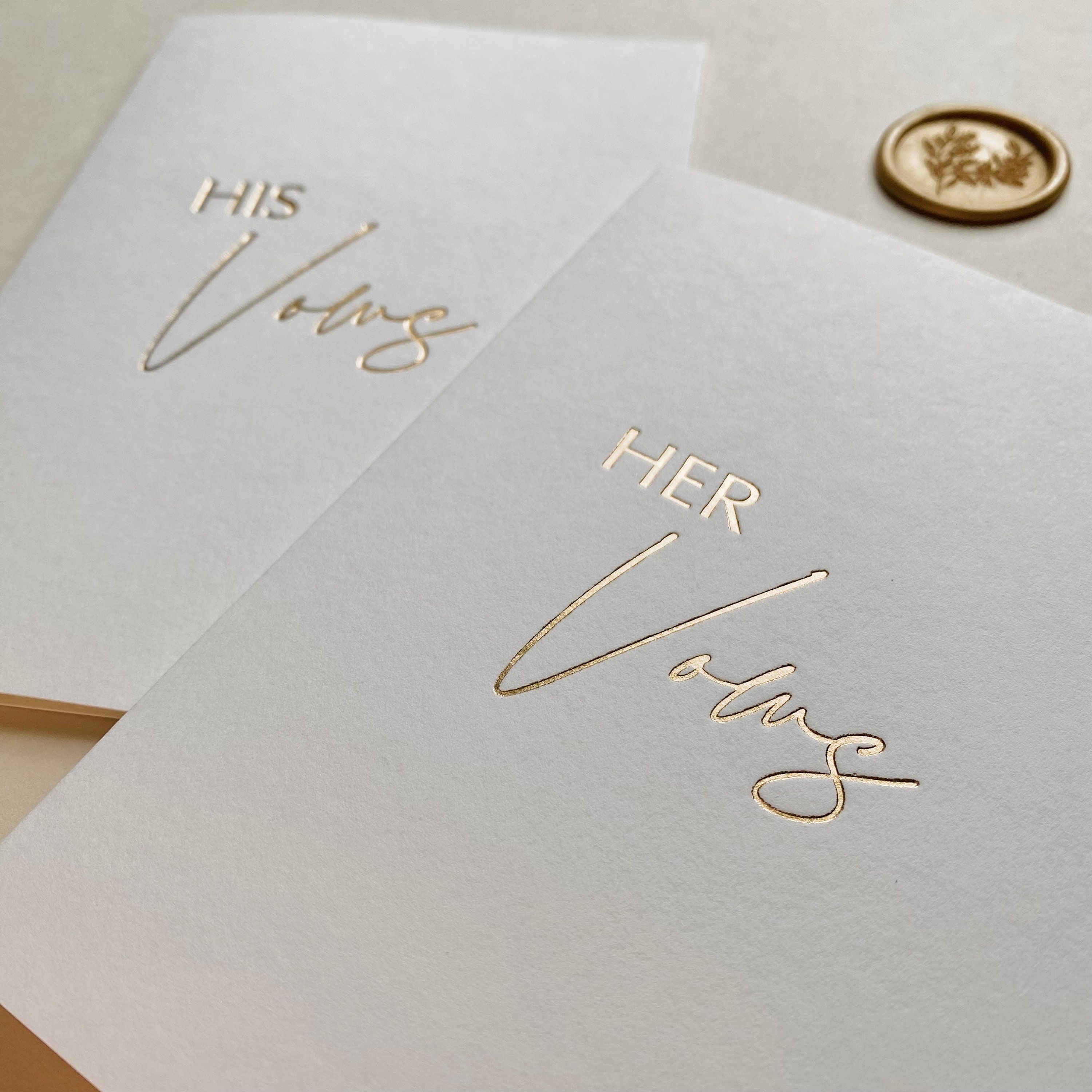 Wedding Vow Cards | His and Hers Foiled Vows Cards | Luxury A6 Wedding ...