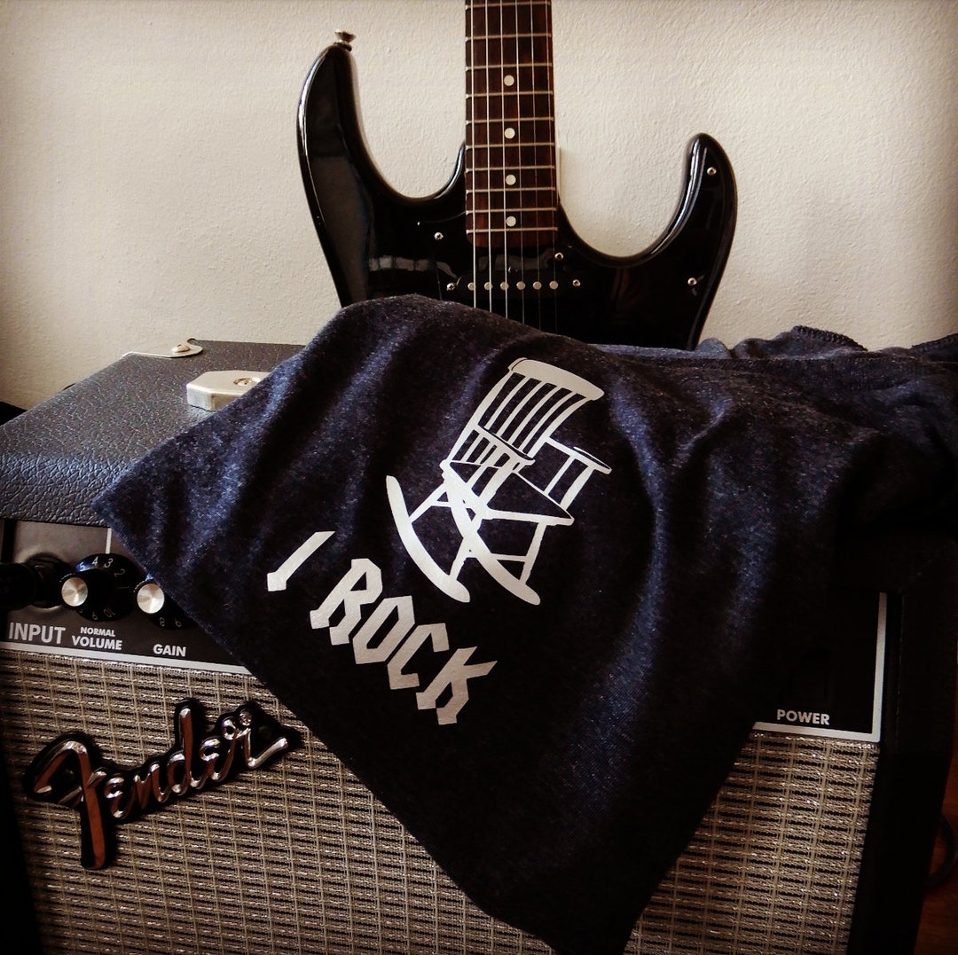 Funny Rocking Chair I Rock Small Black Silver Flowy Casual Rock Graphic ...