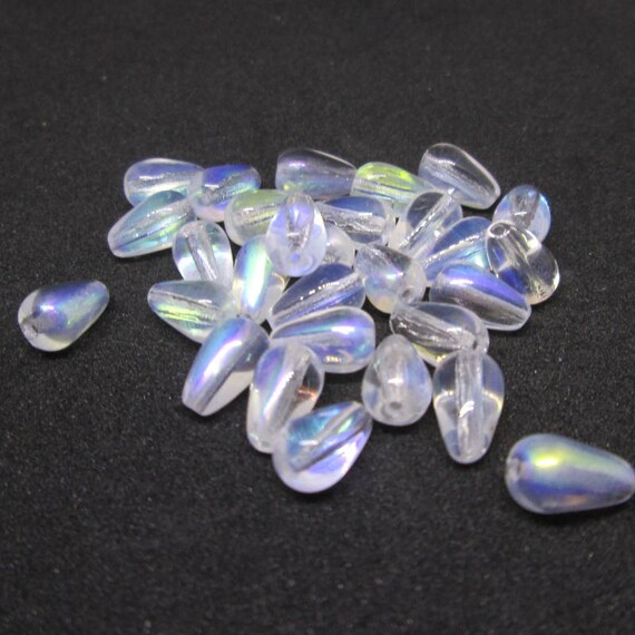 15x8mm Teardrop Transparent Clear Crystal AB Czech Beads 10pc Glass ...