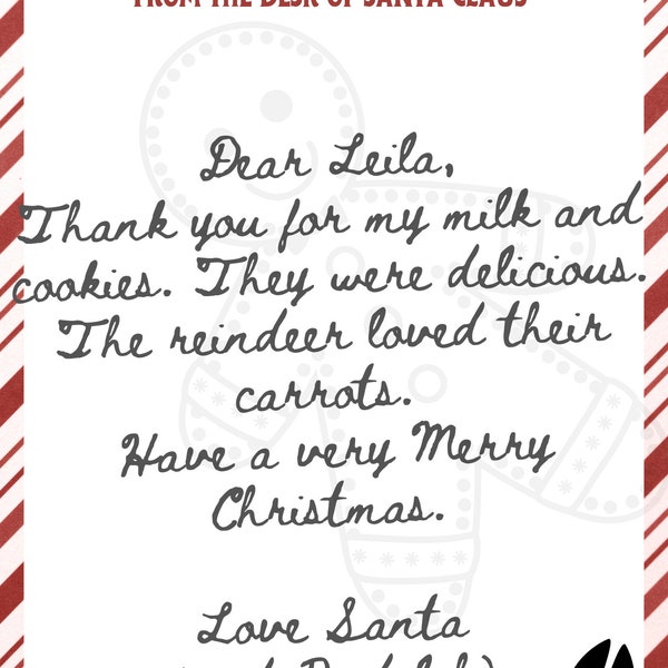 Thank You for the Cookies Santa Letter - Etsy